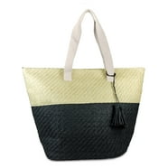 Magid Women's Two Tone Straw Beach Tote Bag with Flat Handle - Walmart.com