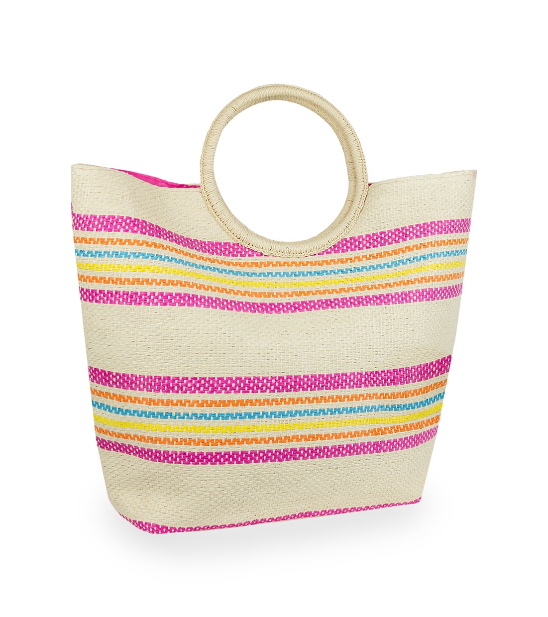 Magid Women's Adult Straw Circle Beach Tote Bag Multi-Color - Walmart.com