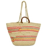 Magid Women's Striped Jute Tote Bag with Double Wooded Handle - Walmart.com