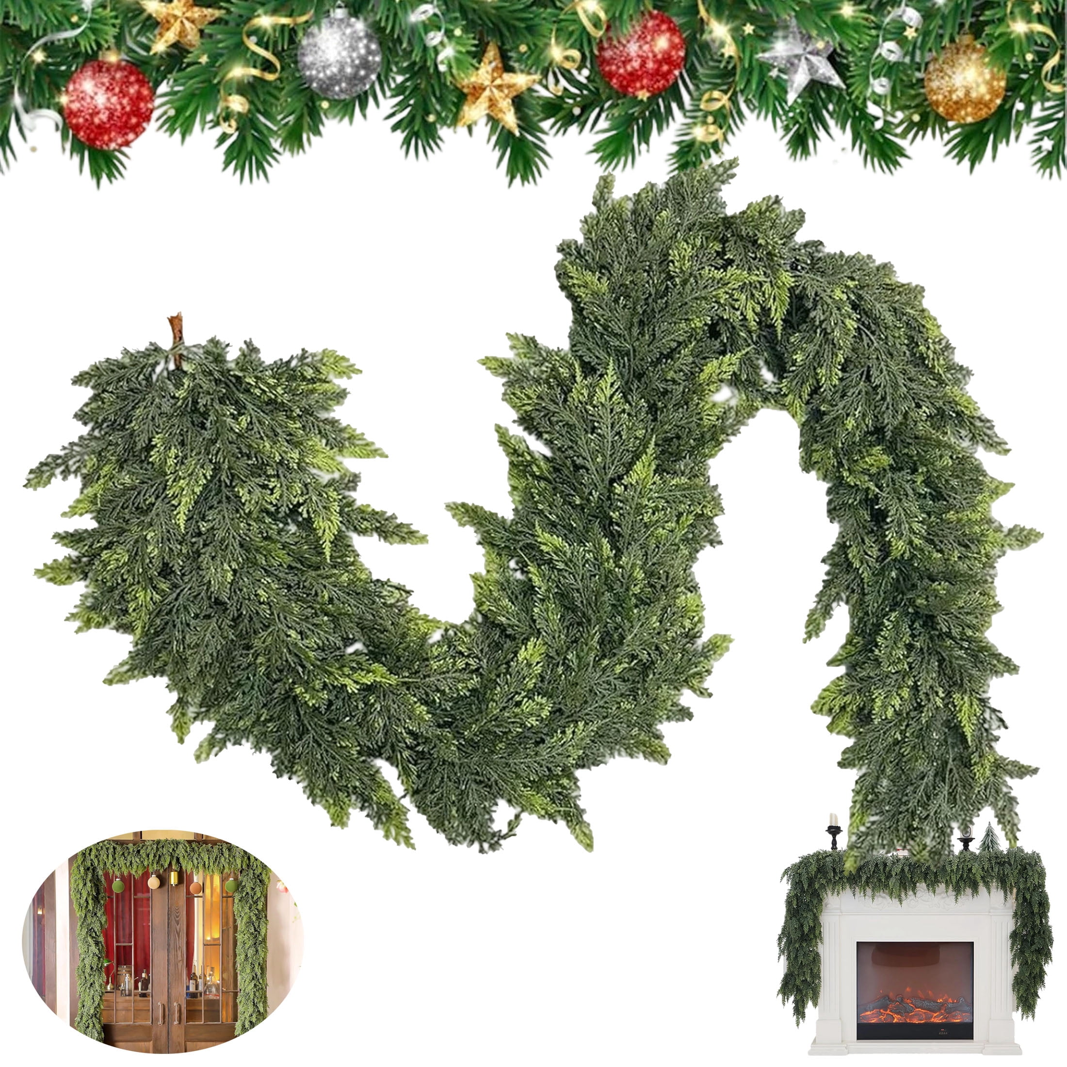 Magidicent 2025 Christmas Artificial Cedar Garland,Cedar Garland ...