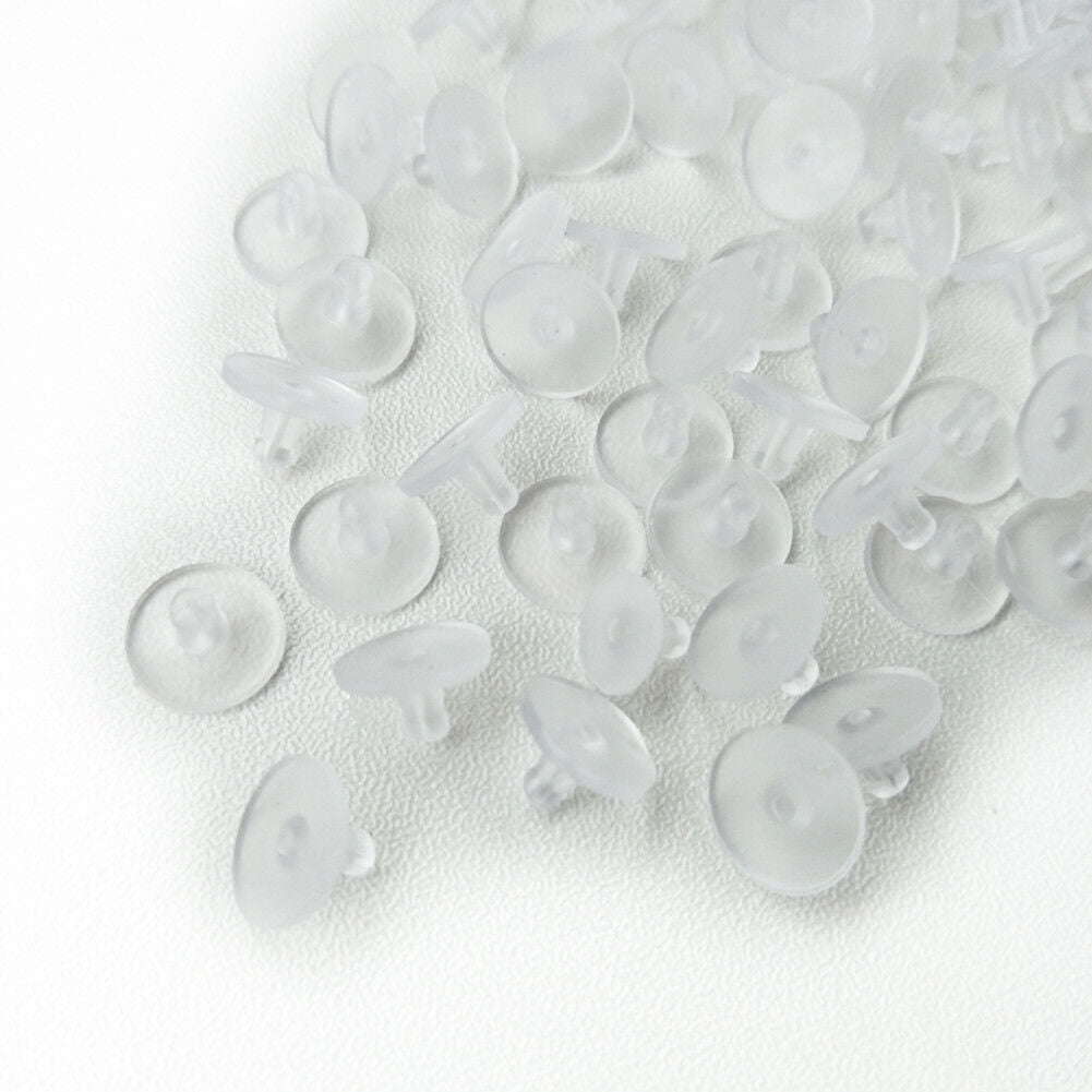Magik 11mm Clear Silicone Pierced Earring Cushions Back Pads Disc ...
