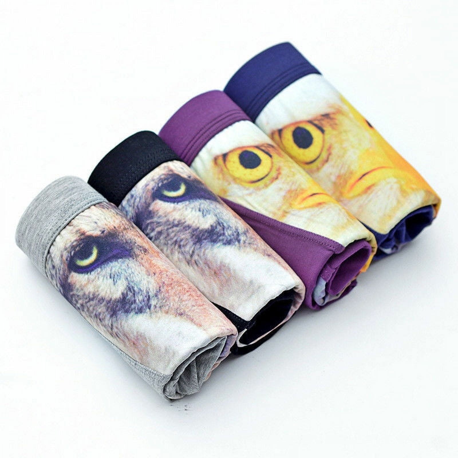 Magik 4 Pack Adult Mens 3D Wolf Eagle Boxer Briefs Animal Print ...