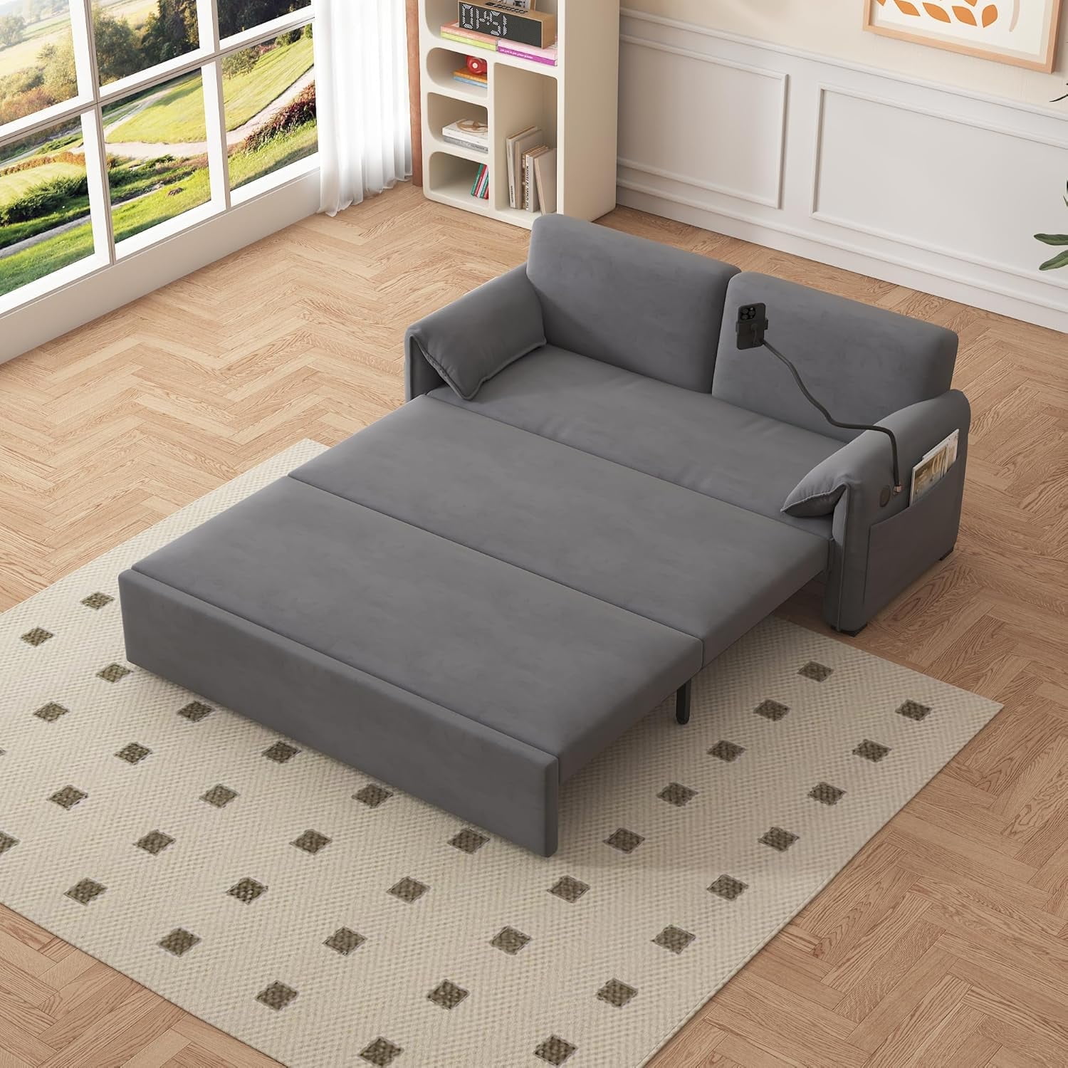 Magik 63.8" Queen Pull Out Sofa Bed, 3-in-1 Convertible Sleeper Sofa ...