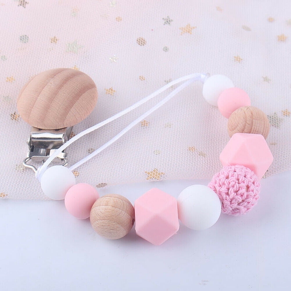 Magik Baby Pacifier Clip Chain Binky Holder Teething Beads Wooden ...