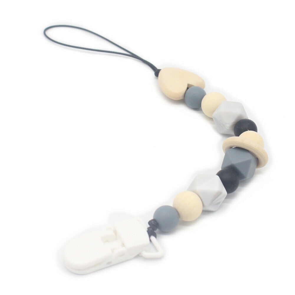 Magik Baby Pacifier Clip Chain Binky Holder Teething Beads Wooden ...