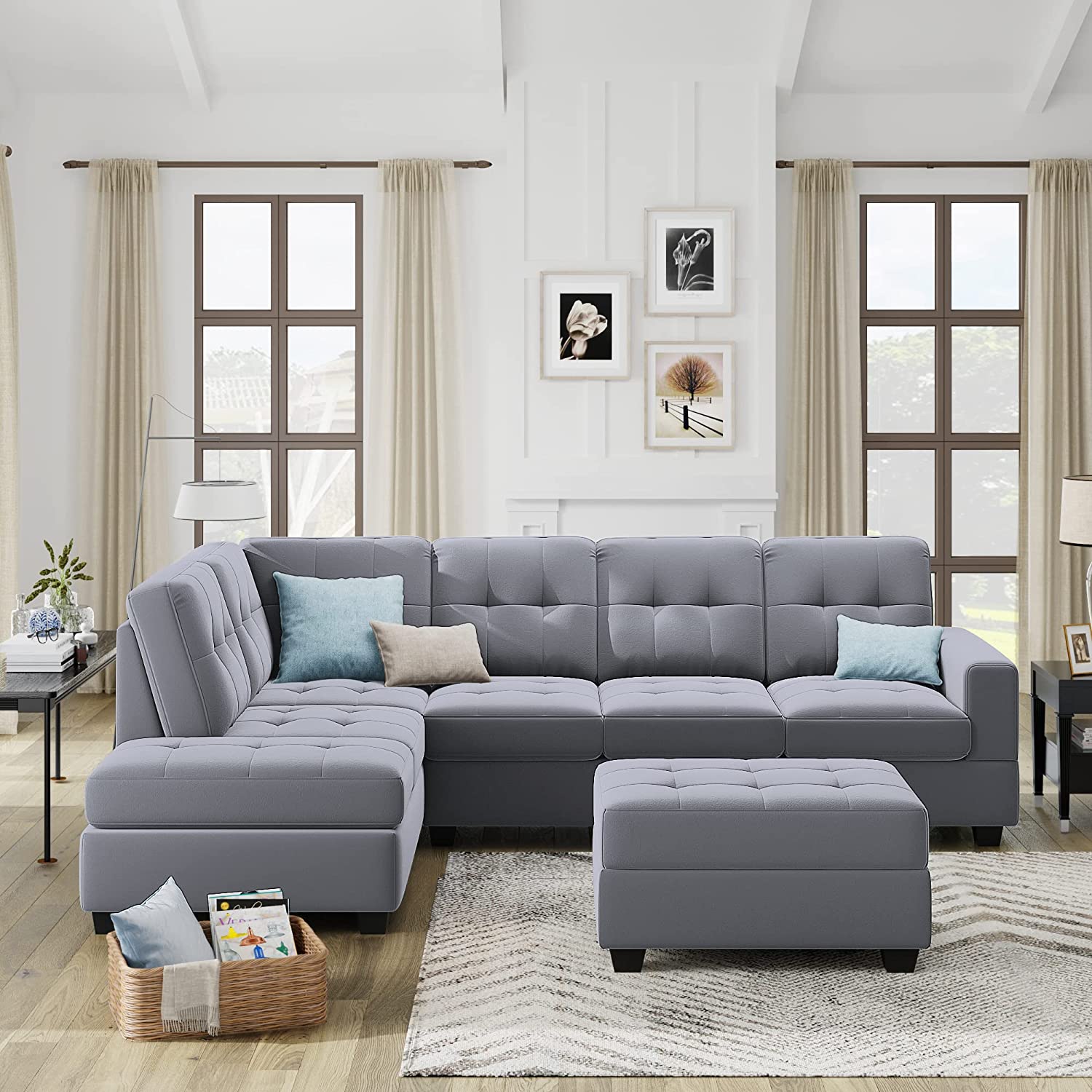 Magik Sectional Sofa with Reversible Chaise Lounge, L-Shaped Sofa with ...