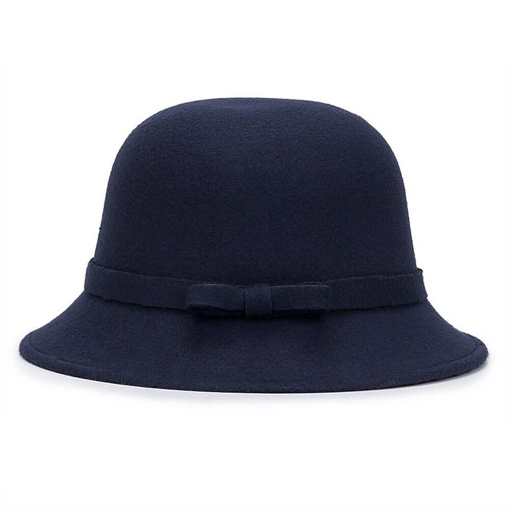 Magik Women Lady Vintage Wool Round Fedora Bow Cloche Derb Felt Bowler ...