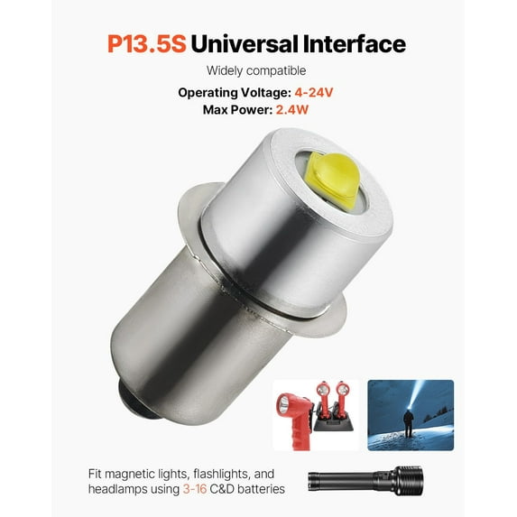 Maglite LED Upgrade Bulb, P13.5S Base, 4-12V, Bright White Light ...