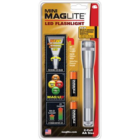 Maglite Mini LED 2-Cell AA Flashlight with Holster, Gray - Walmart.com