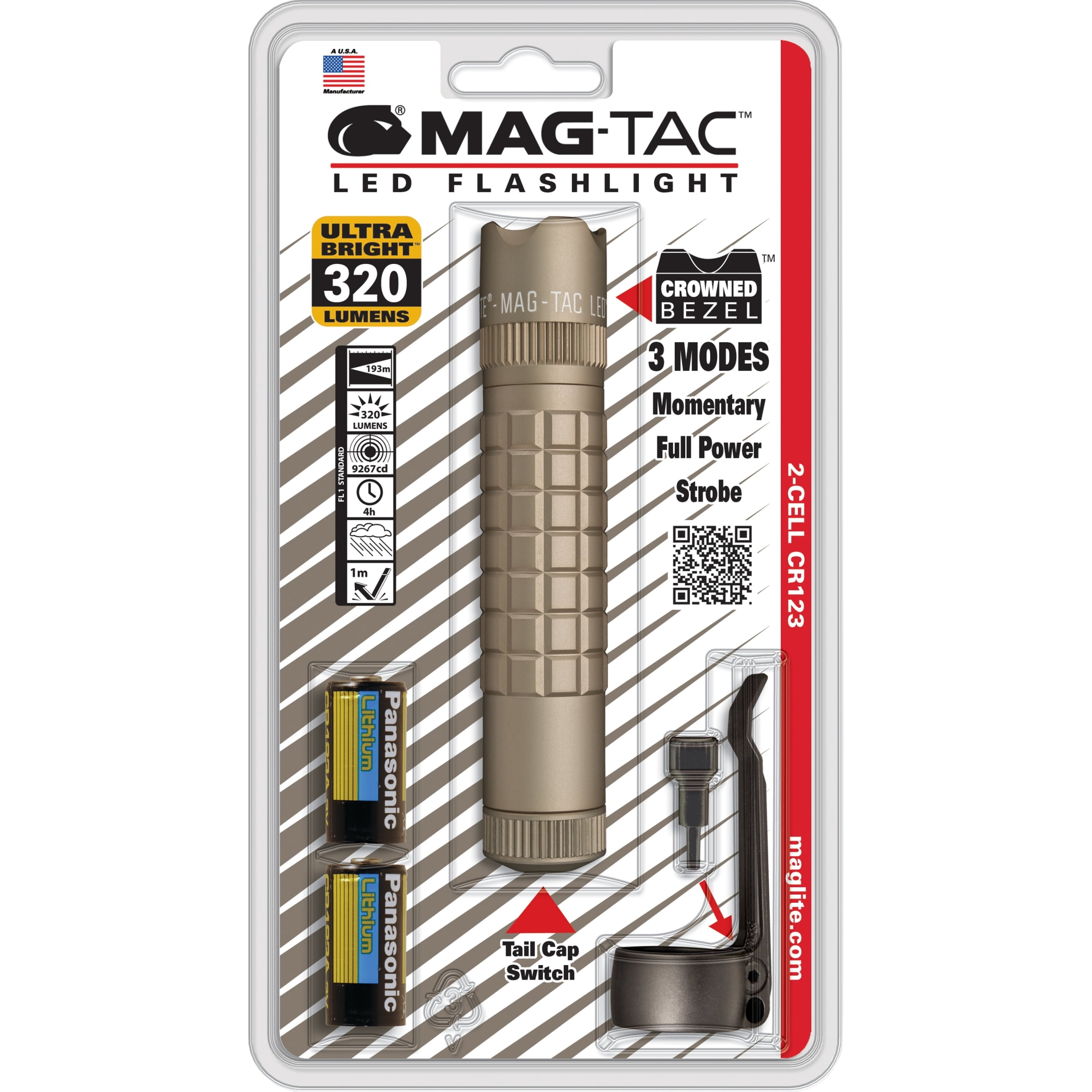 Maglite SG2LRD6 Mag-Tac LED Flashlight 320 Lumens Light Output Coyote ...