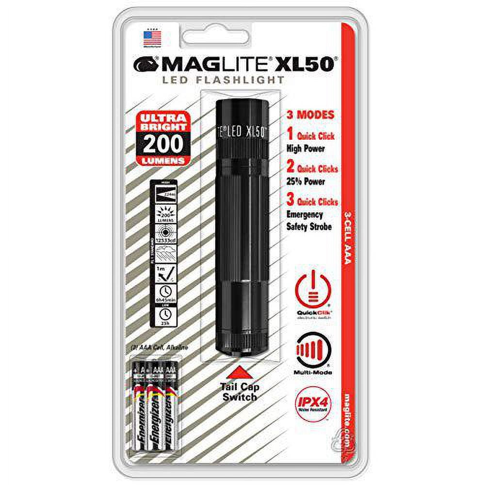 Maglite XL50 LED 3-Cell AAA 3 Modes Flashlight with Batteries Black ...