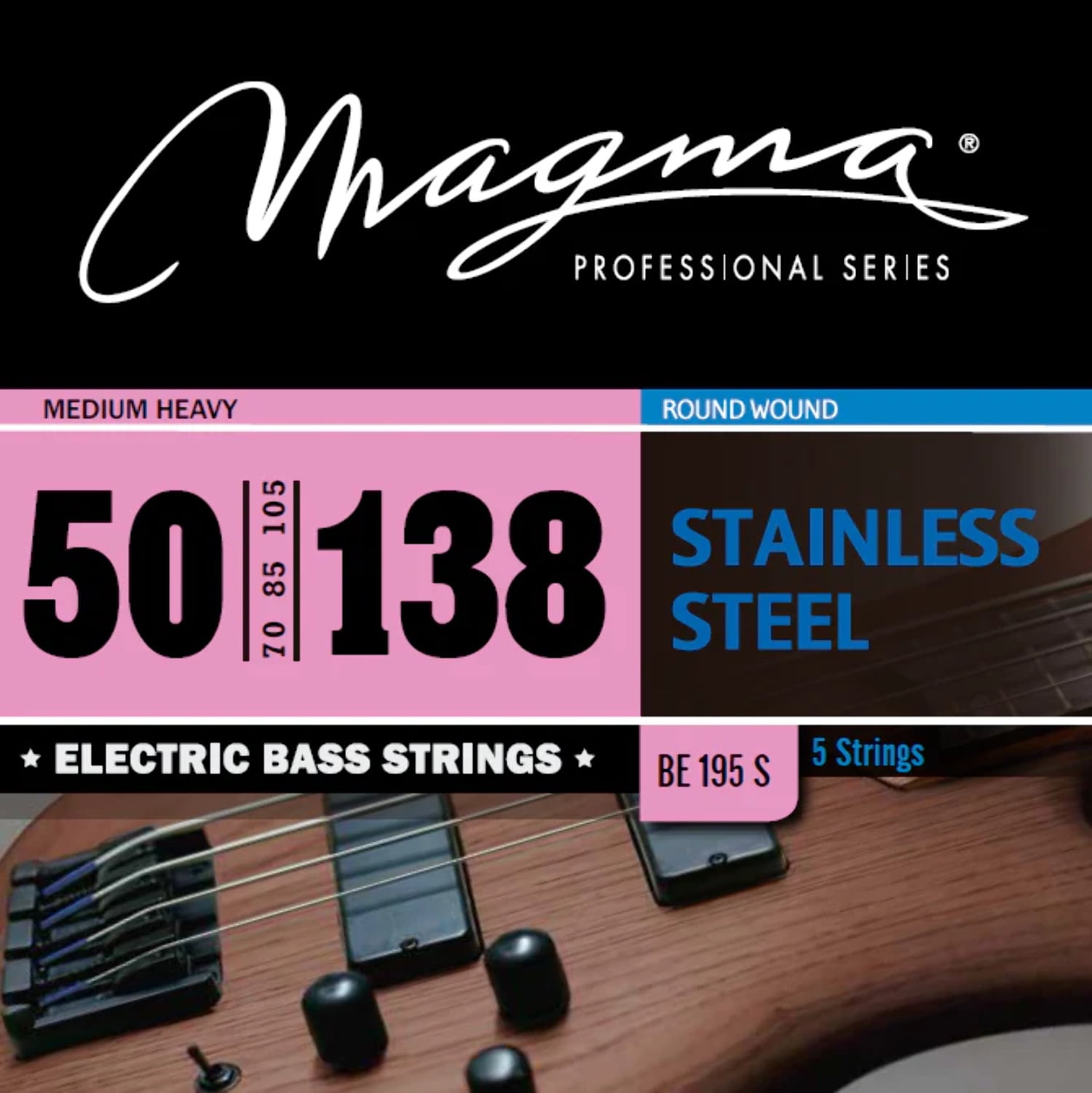 Magma Electric Bass Strings Medium Heavy - Stainless Steel Round Wound ...
