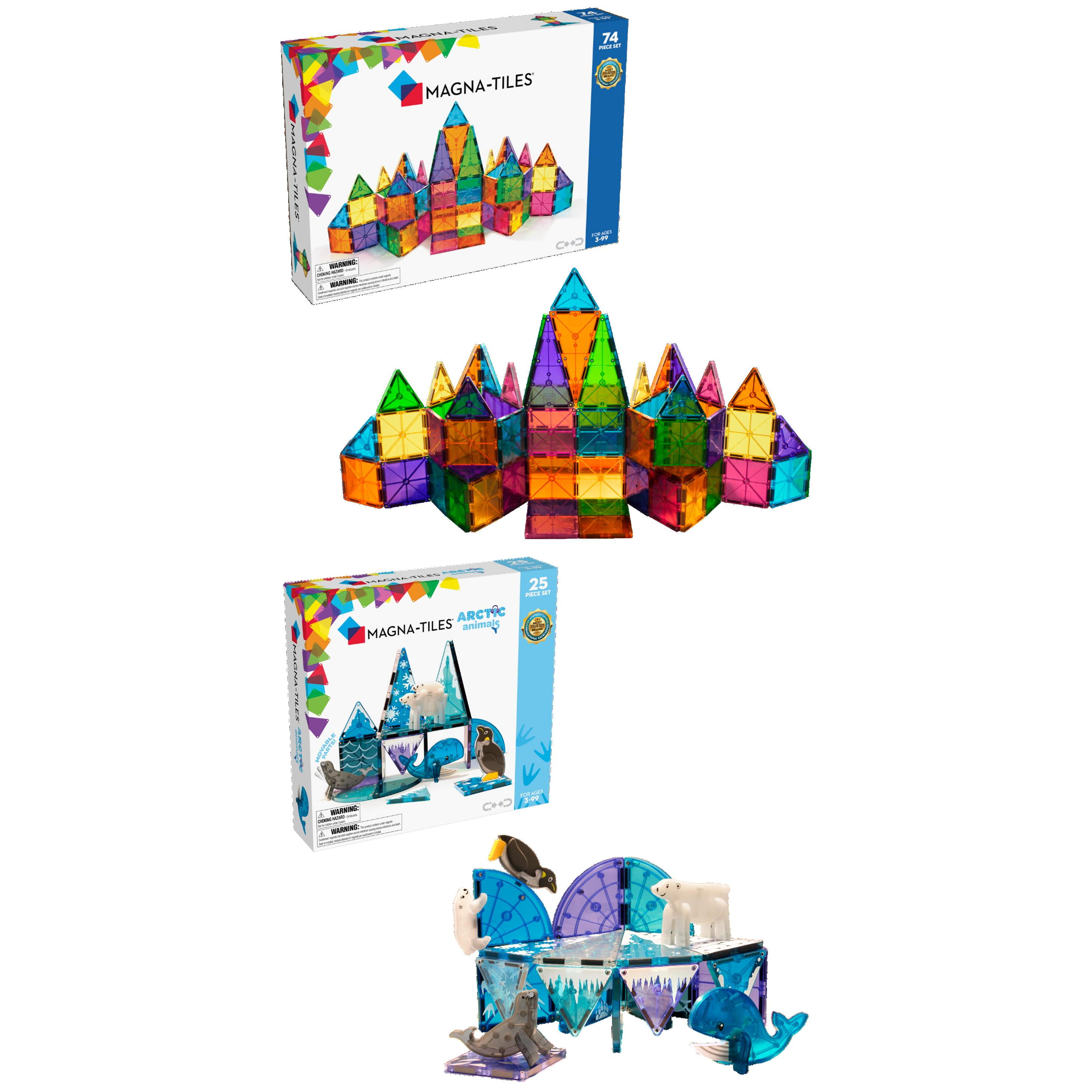 Magna-Tiles Arctic Animals 25 PC Set and Clear Colors 74 Piece Set ...