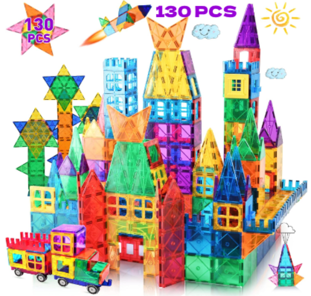 Magna Tiles Clear Colors Magnetic Building Toy Magnet Blocks Kids 3D ...