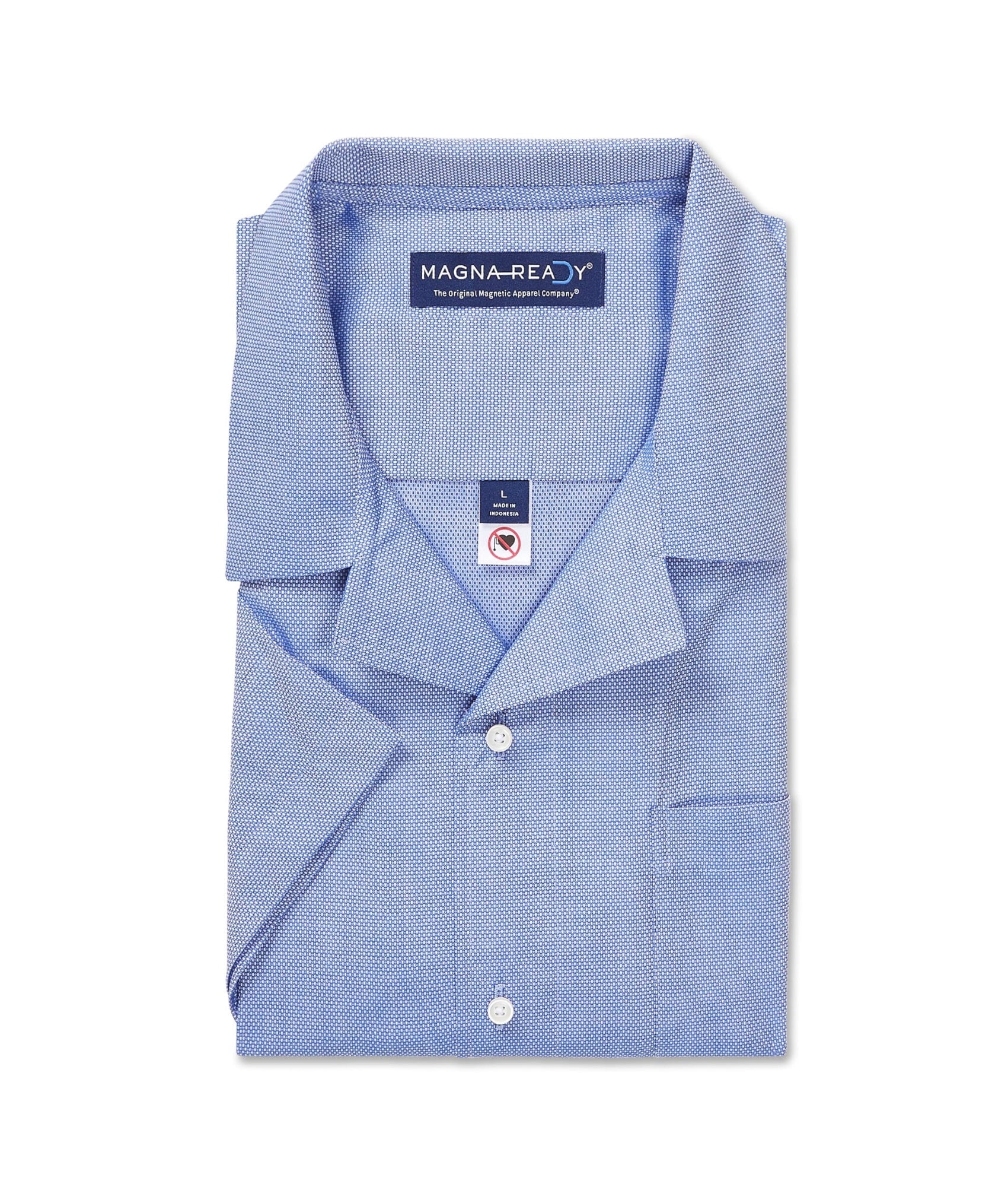 MagnaReady Men's Adaptive Short Sleeve Untucked Solid Blue Landry Camp ...