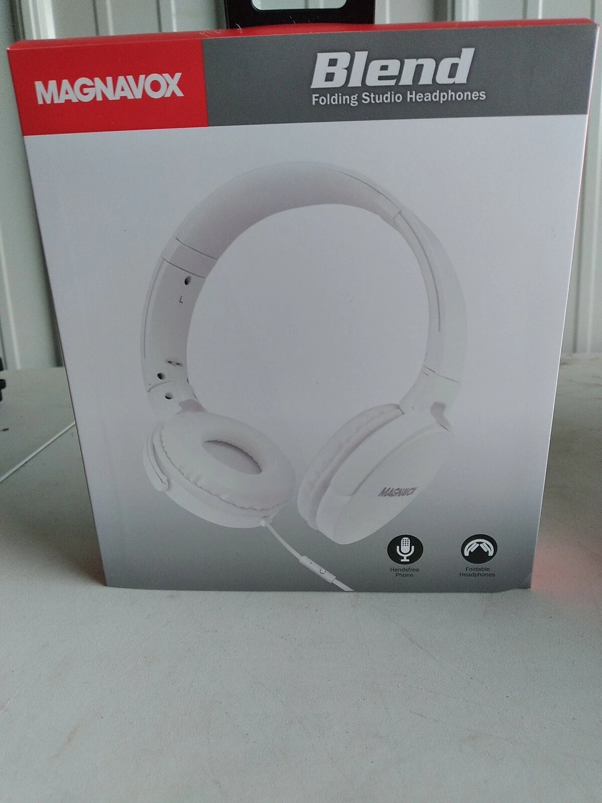 Magnavox Mhp5026M Blend Folding Studio Headphones-White W/Microphone ...
