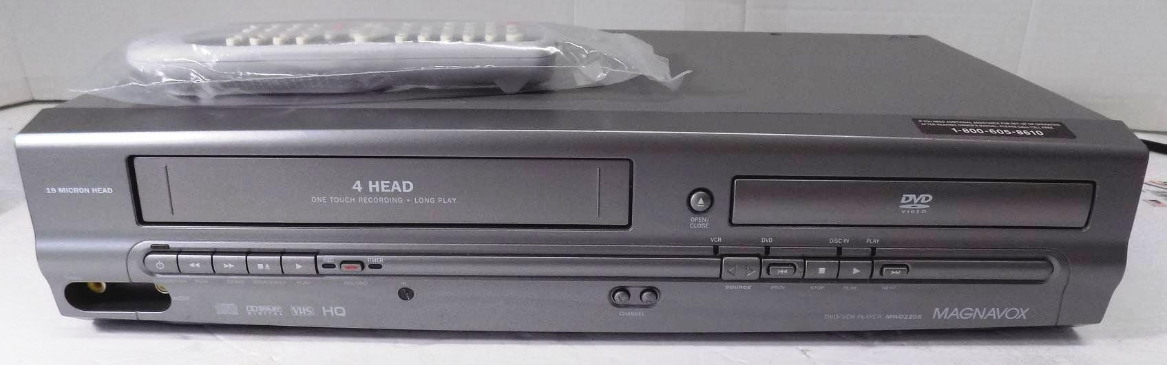 Pre-Owned Magnavox mwd2205 DVD VCR Combo Vhs Player w/ Remote, A/V Cables & HDMI Adapter ...