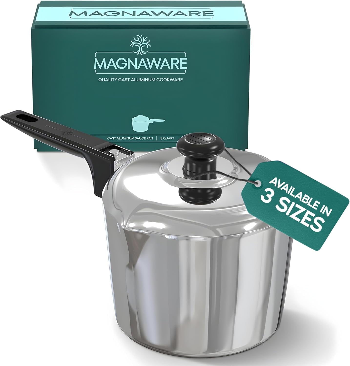 Magnaware Cast Aluminum 3 Quart Sauce Pan with Lid - Multi-purpose ...