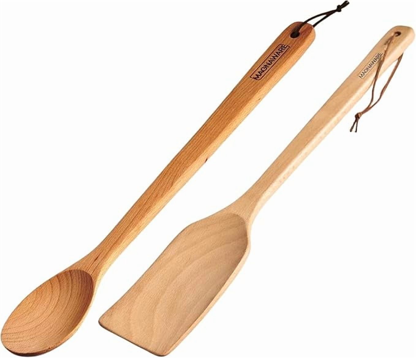 Magnaware Wooden Spoon & Spatula Set – 18-Inch Extra Long Heavy Duty ...