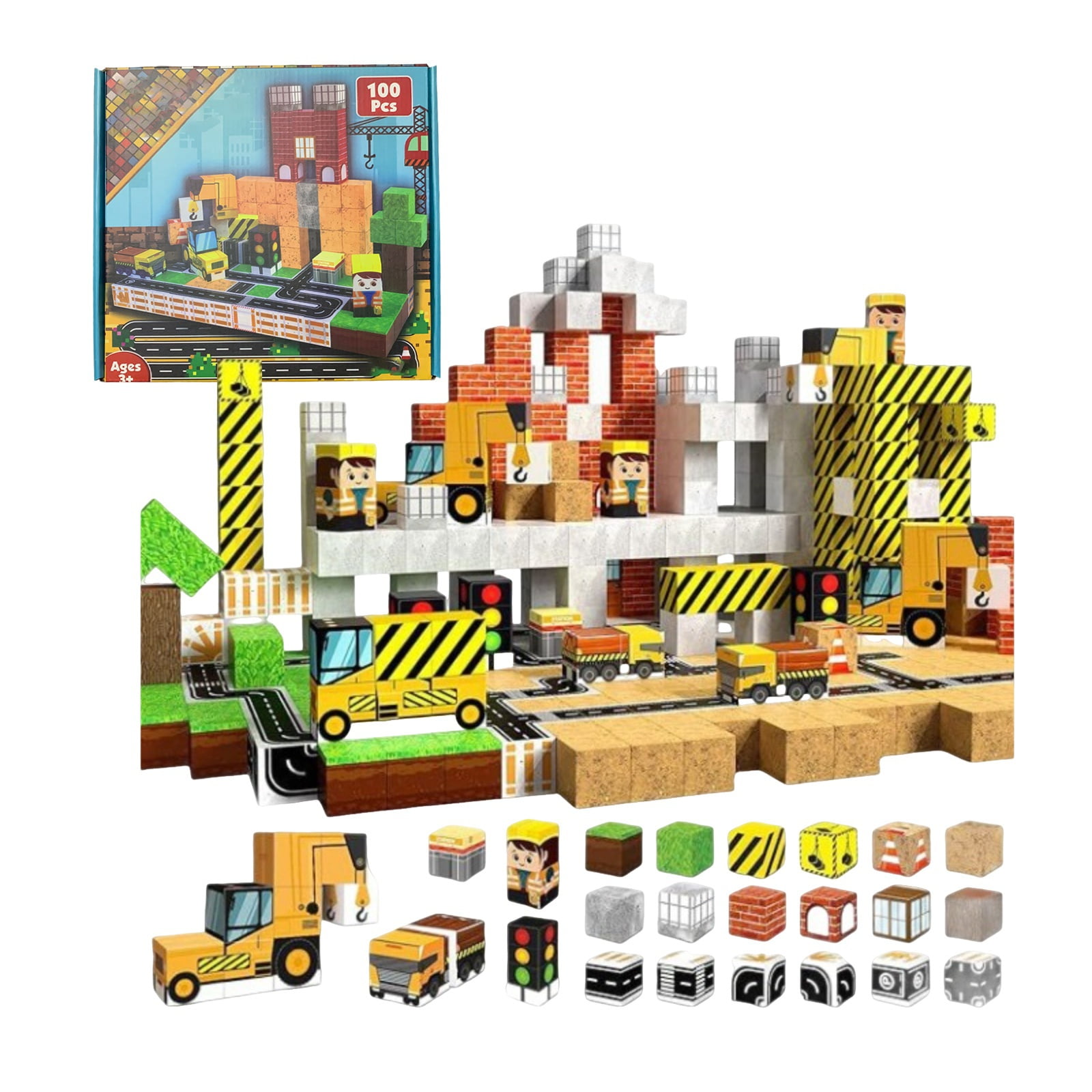 Magnefun Magnetic Building Blocks Set, 100PCS Construction Engineering ...