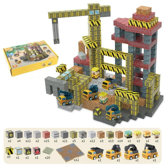 Magnefun Magnetic Building Blocks Set, 136PCS Construction Engineering ...