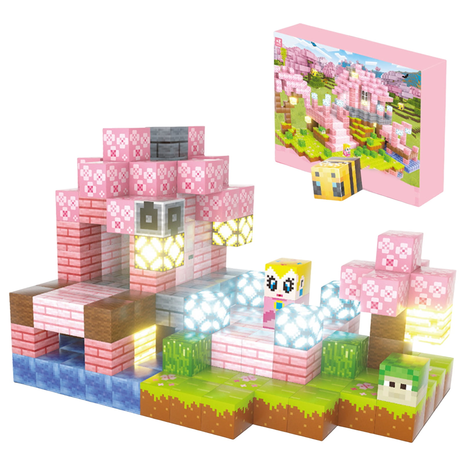 Magnefun Magnetic Building Blocks Set, 188PCS Sakura Theme Magnetic ...