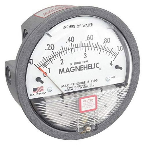 Magnehelic® Differential Pressure Gage, 2001-AV, 0-1.0" w.c., 500-4000 ...