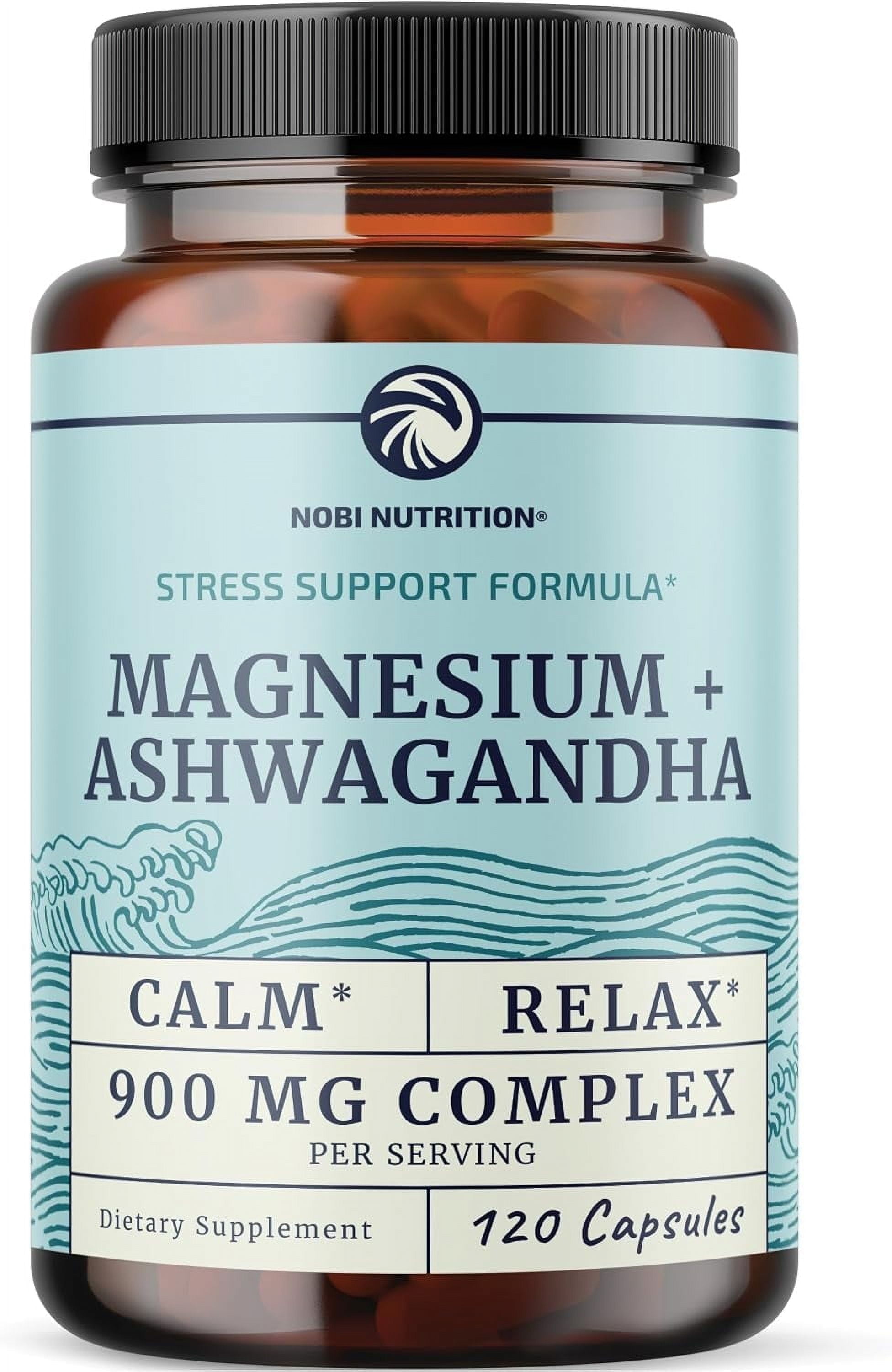 Nobi Nutrition Magnesium Ashwagandha Supplement for Rest Calm Mood ...