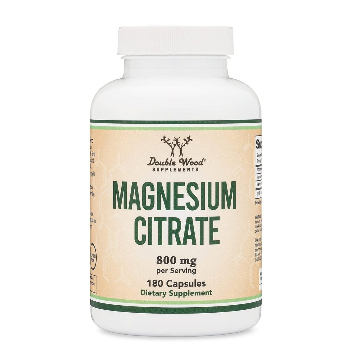 Double Wood Supplements Magnesium Citrate Capsules, 400mg Each, 180 ...