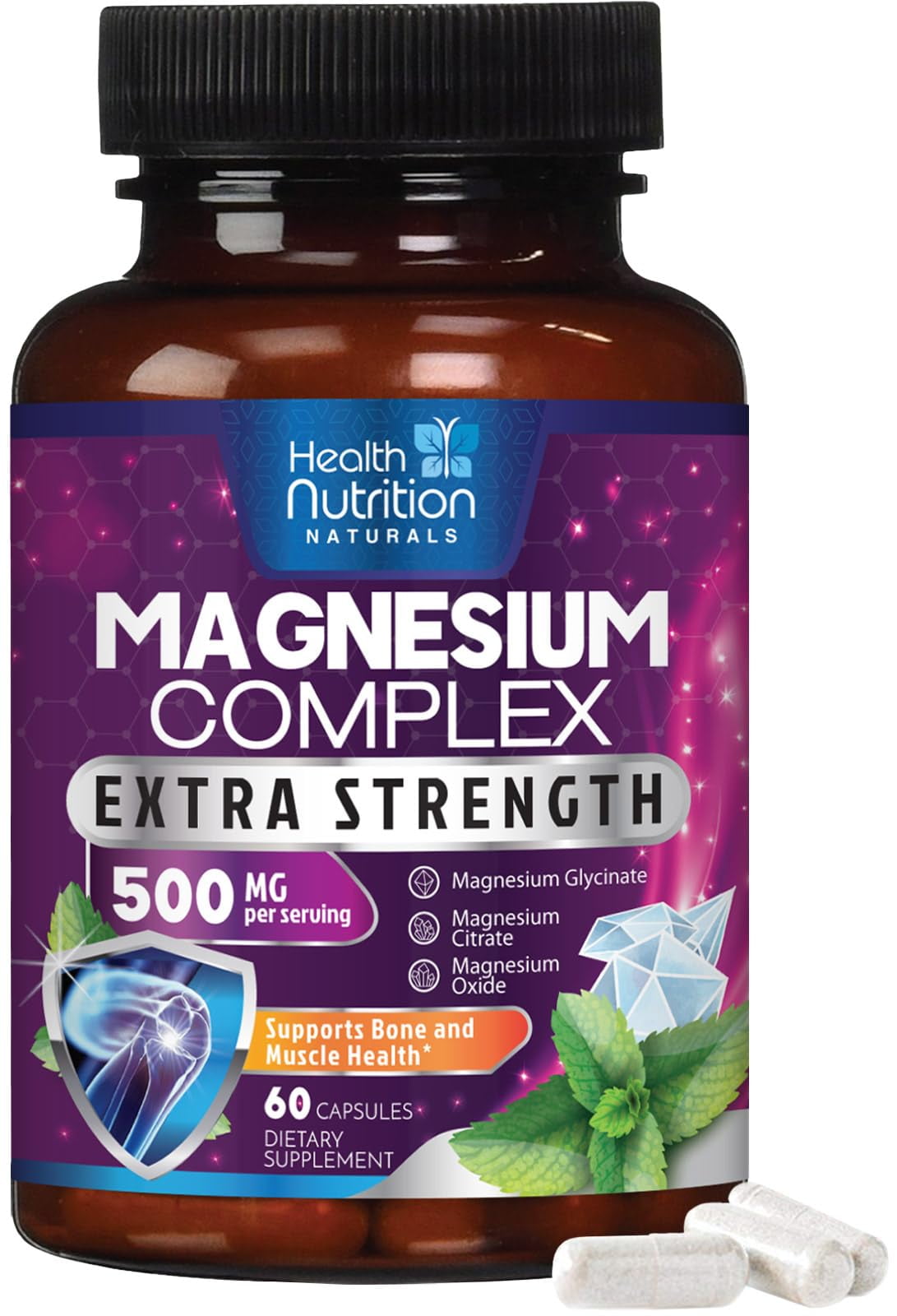 Magnesium Complex 500mg Capsules - High Absorption for Muscle, Heart ...