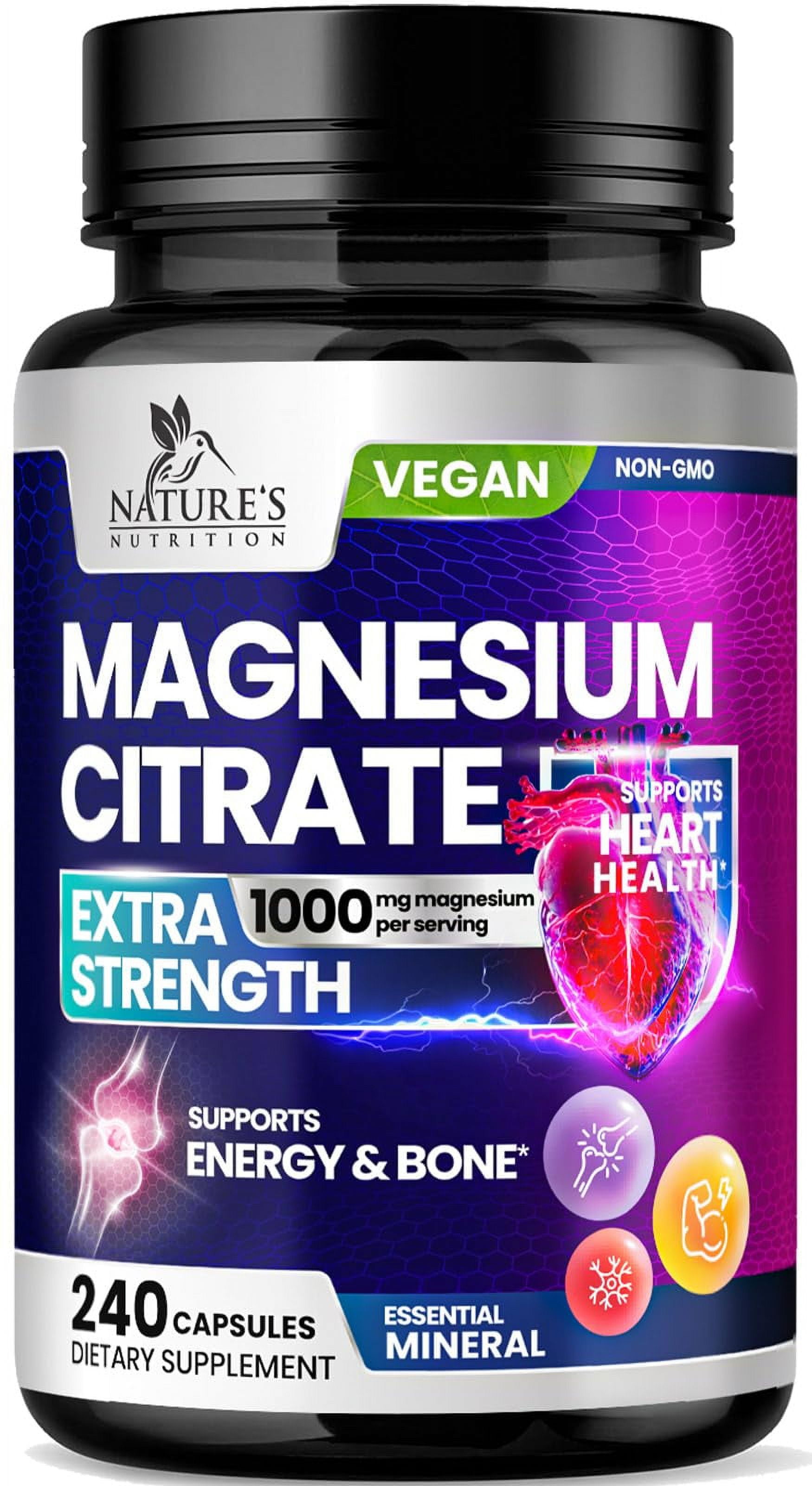 Magnesium Citrate Supplement 1000 mg for Best Absorption, Supports Bone ...