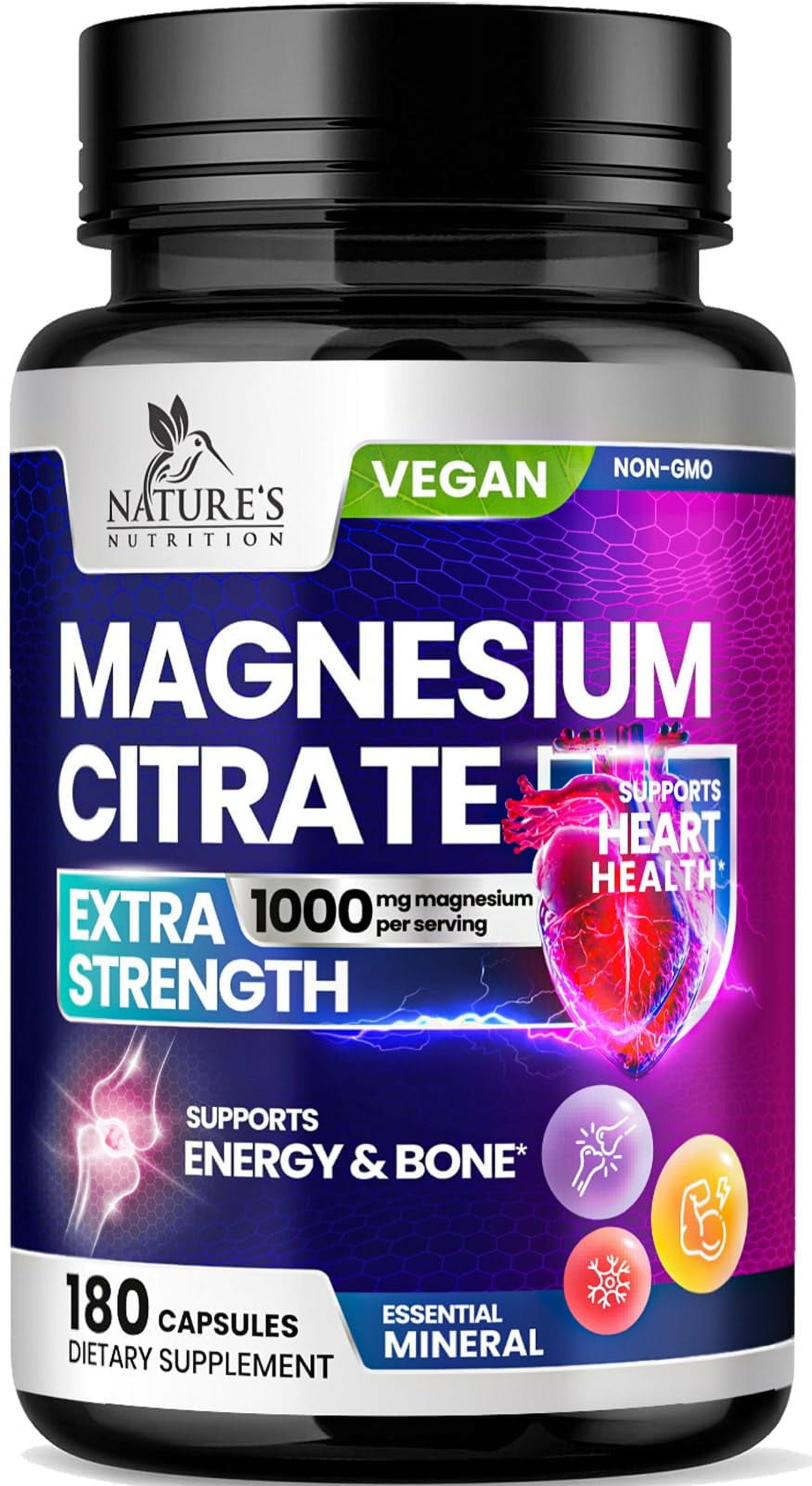 Magnesium Citrate Supplement 1000 mg for Best Absorption, Supports Bone ...