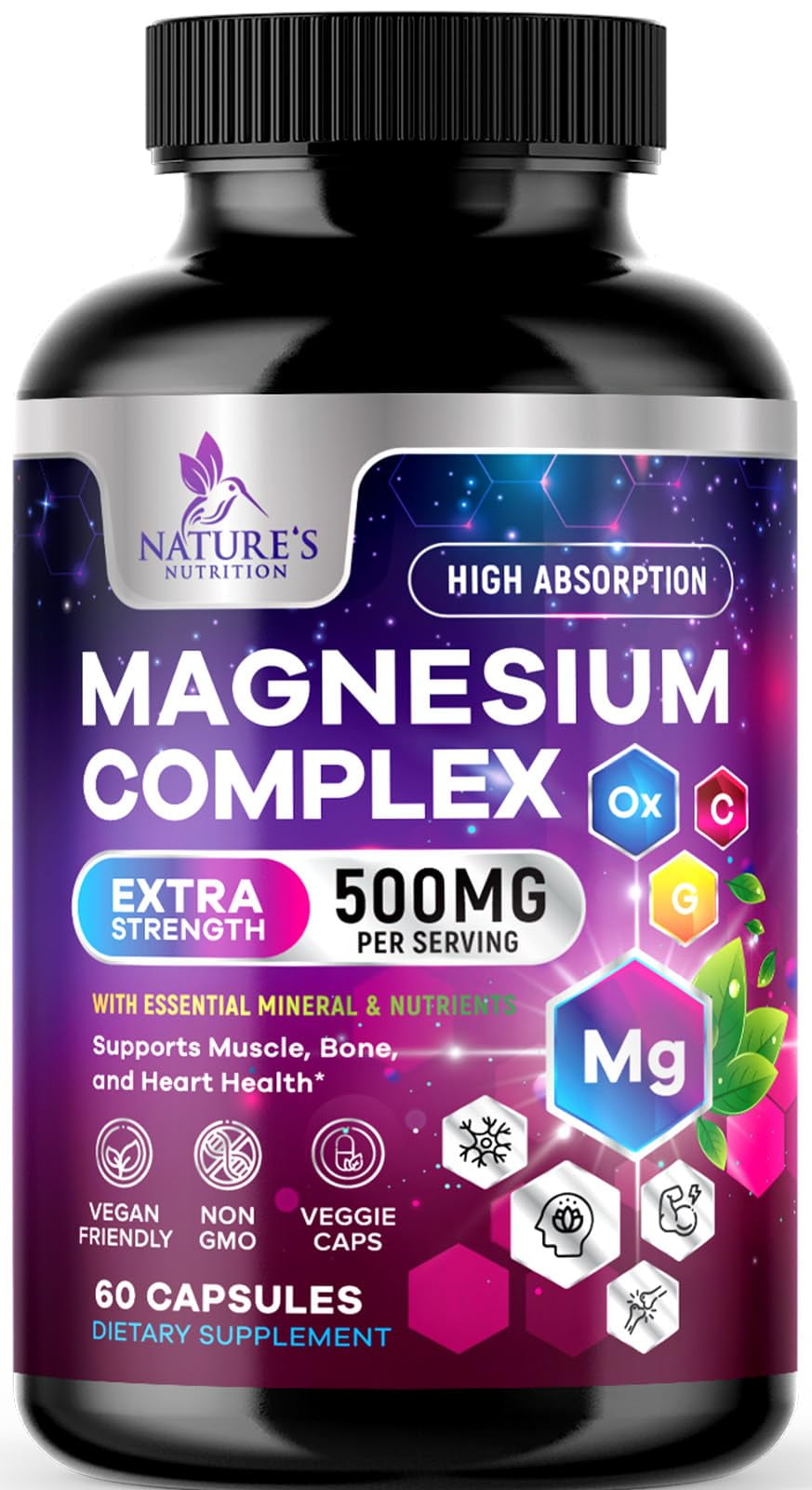 Magnesium Complex 500mg with Glycinate, Malate, Citrate - High ...