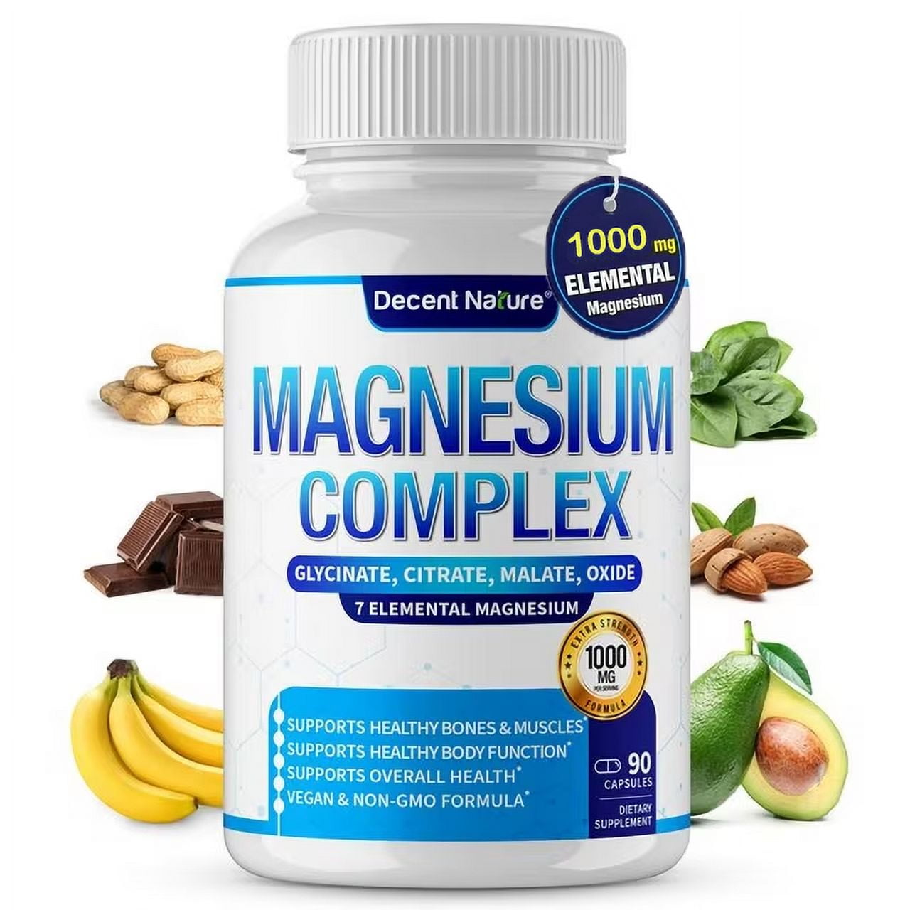 Magnesium Complex -7 Elemental Magnesium,1000mg Glycinate, Citrate ...
