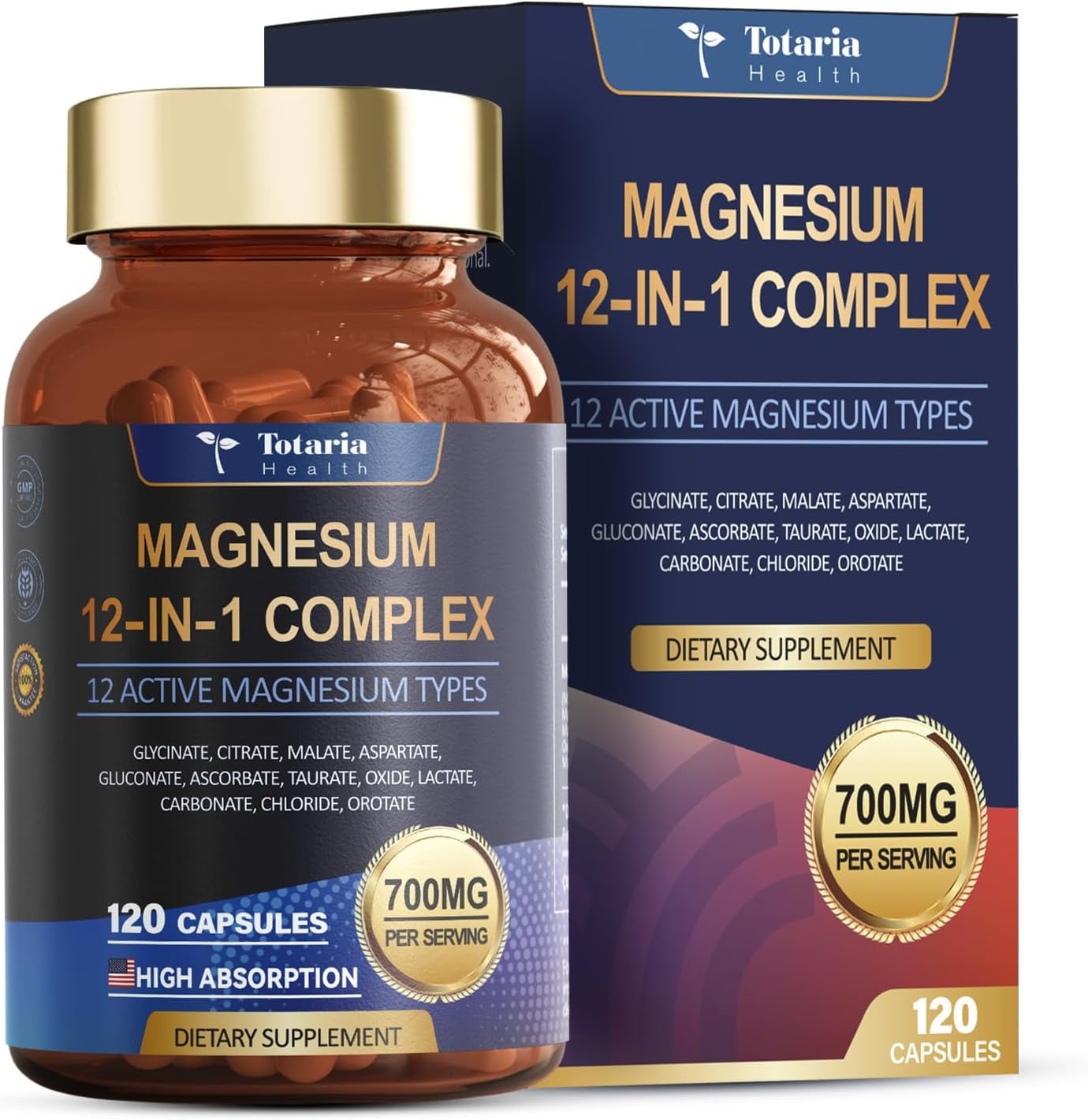 Magnesium Complex 700mg 12 in 1 Magnesium Supplement with Glycinate ...