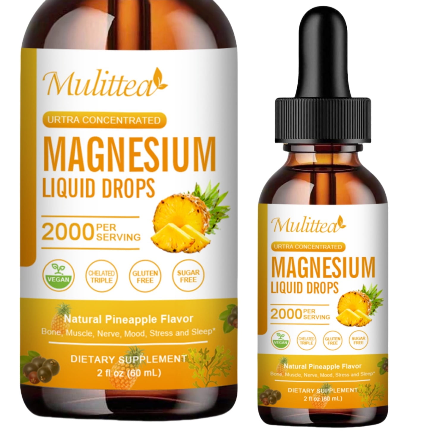 Magnesium Complex Liquid Drops, Magnesium Glycinate with Oxide, Taurate and Citrate, Calm ...