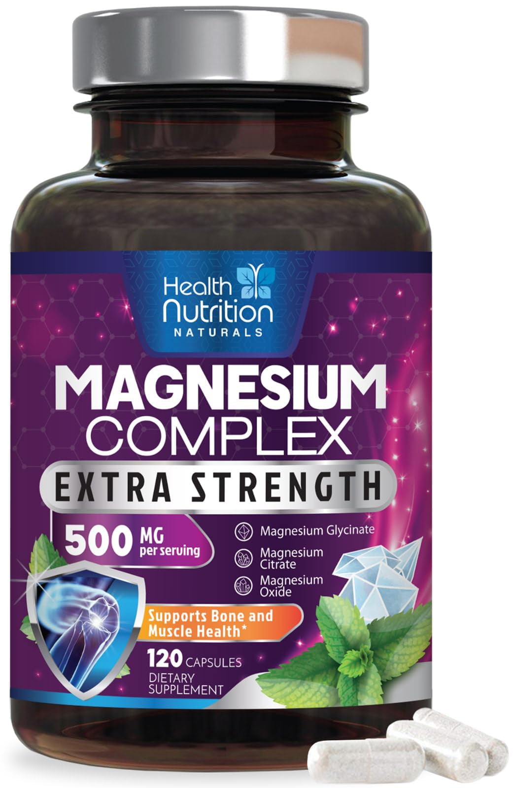 Magnesium Complex Supplement 500mg with Glycinate, Oxide, Malate ...