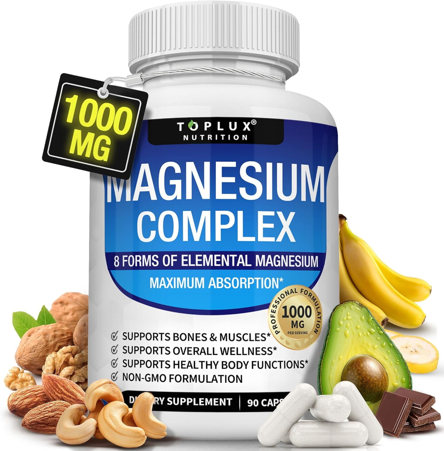 Magnesium Complex Supplement 8 Elemental 1000mg - Magnesium Glycinate ...