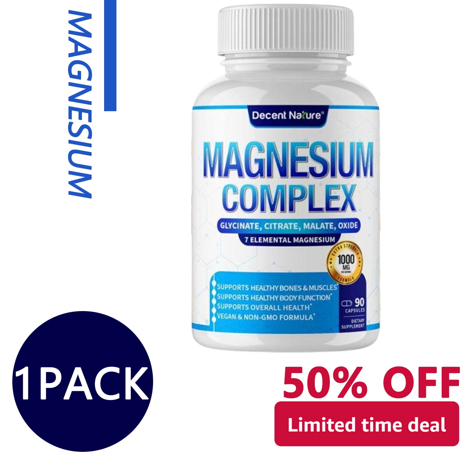 Magnesium Complex toplux-7 Elemental Magnesium,1000mg Glycinate ...