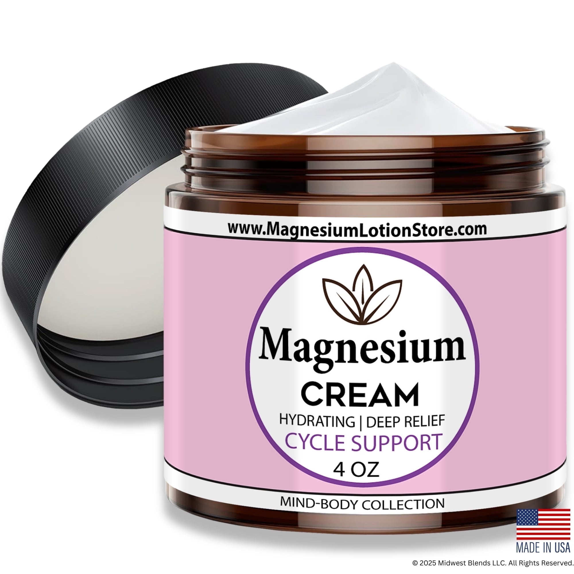 Magnesium Cream for PMS, Cramps, Menopause, Peperminty Cycle Support ...