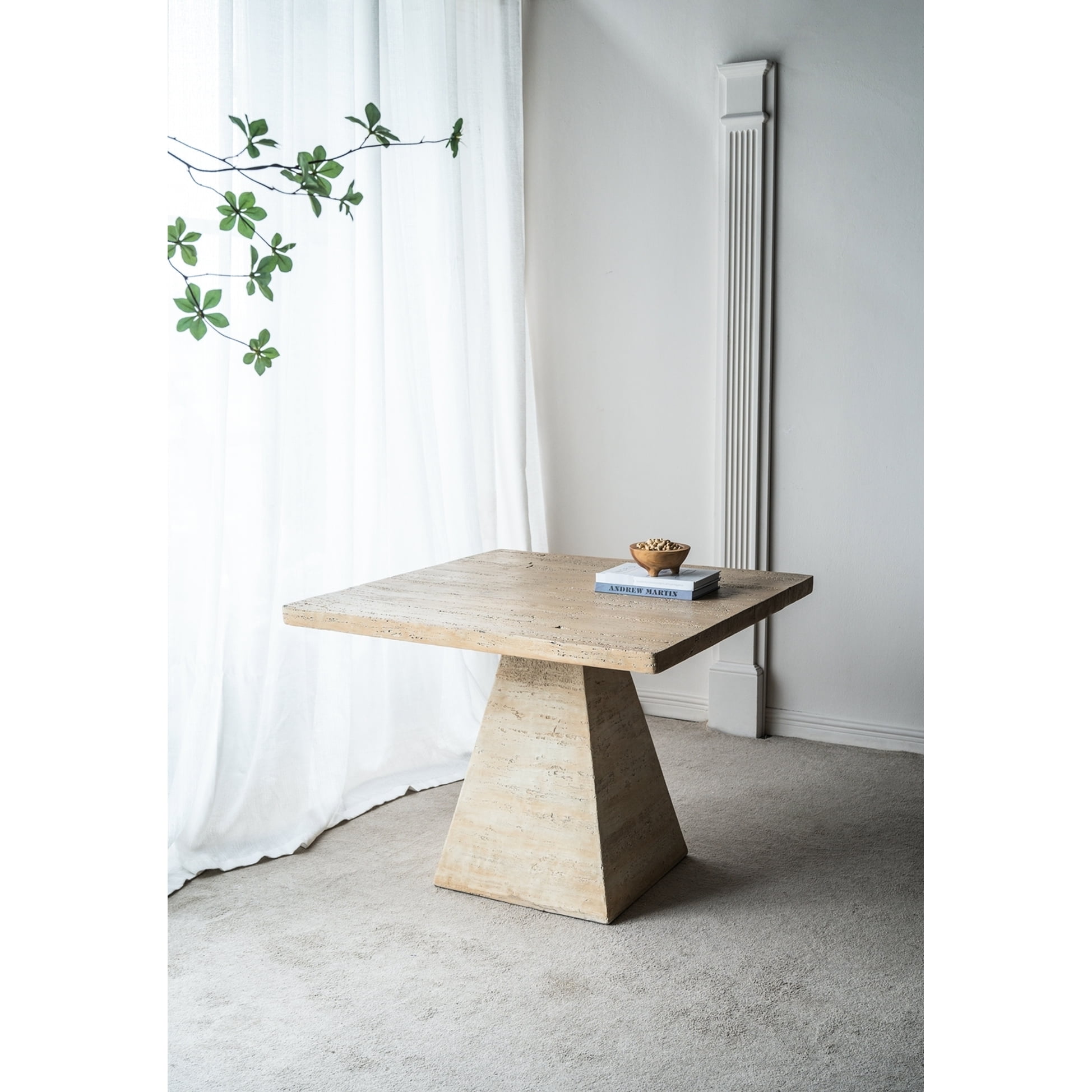 Magnesium Dining Table In Cream Finish, 40x40x29.5", Modern Elegant 40x40x29.5" For Space ...