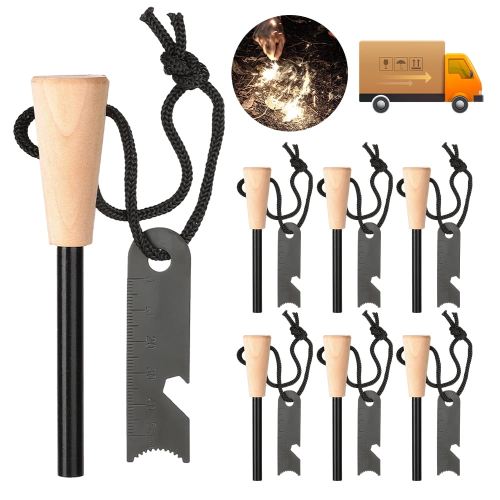 Magnesium Ferro Rod(6 Packs),DFITO Fire Starter Survival Tool, Flint ...