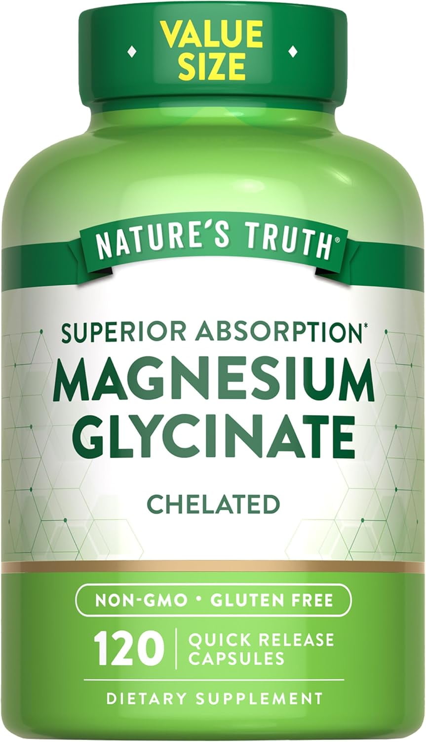 Nature's Truth Magnesium Glycinate 200mg Capsules High Absorption ...
