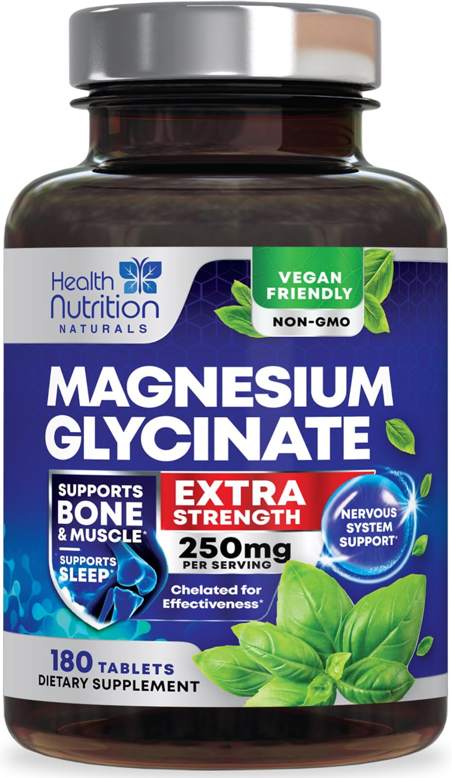 Magnesium Glycinate 250 mg - Gentlest Form of Magnesium Tablets - Max ...