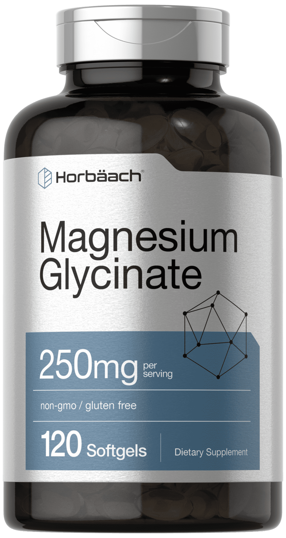 Horbaach Magnesium Glycinate, 250mg, 120 Softgels, Highly Absorbable ...