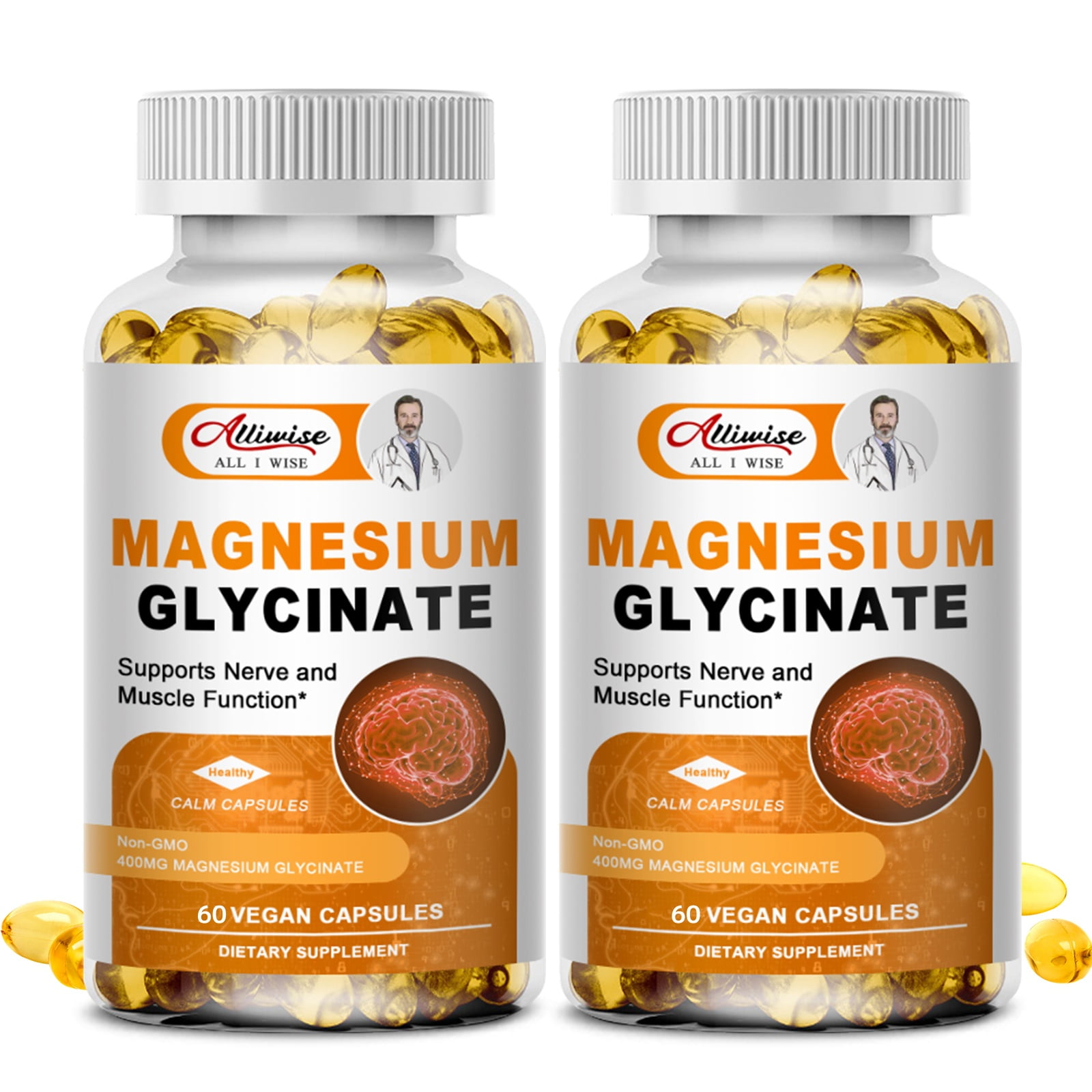 Magnesium Glycinate 400mg Natural Mineral Supplement, Alliwise ...