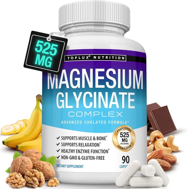 Magnesium Glycinate 525mg - High Absorption Chelated Magnesium Formula ...