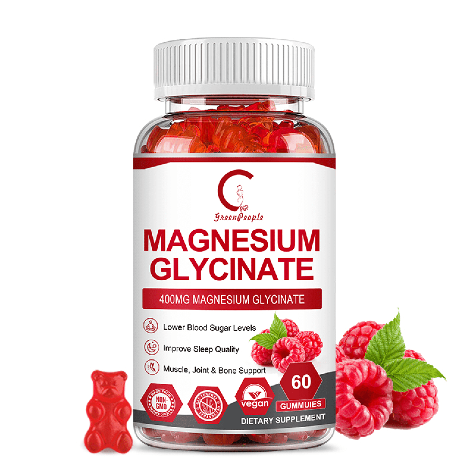 Magnesium Glycinate Gummies 400mg, Magnesium Supplements, 60 Gummies ...