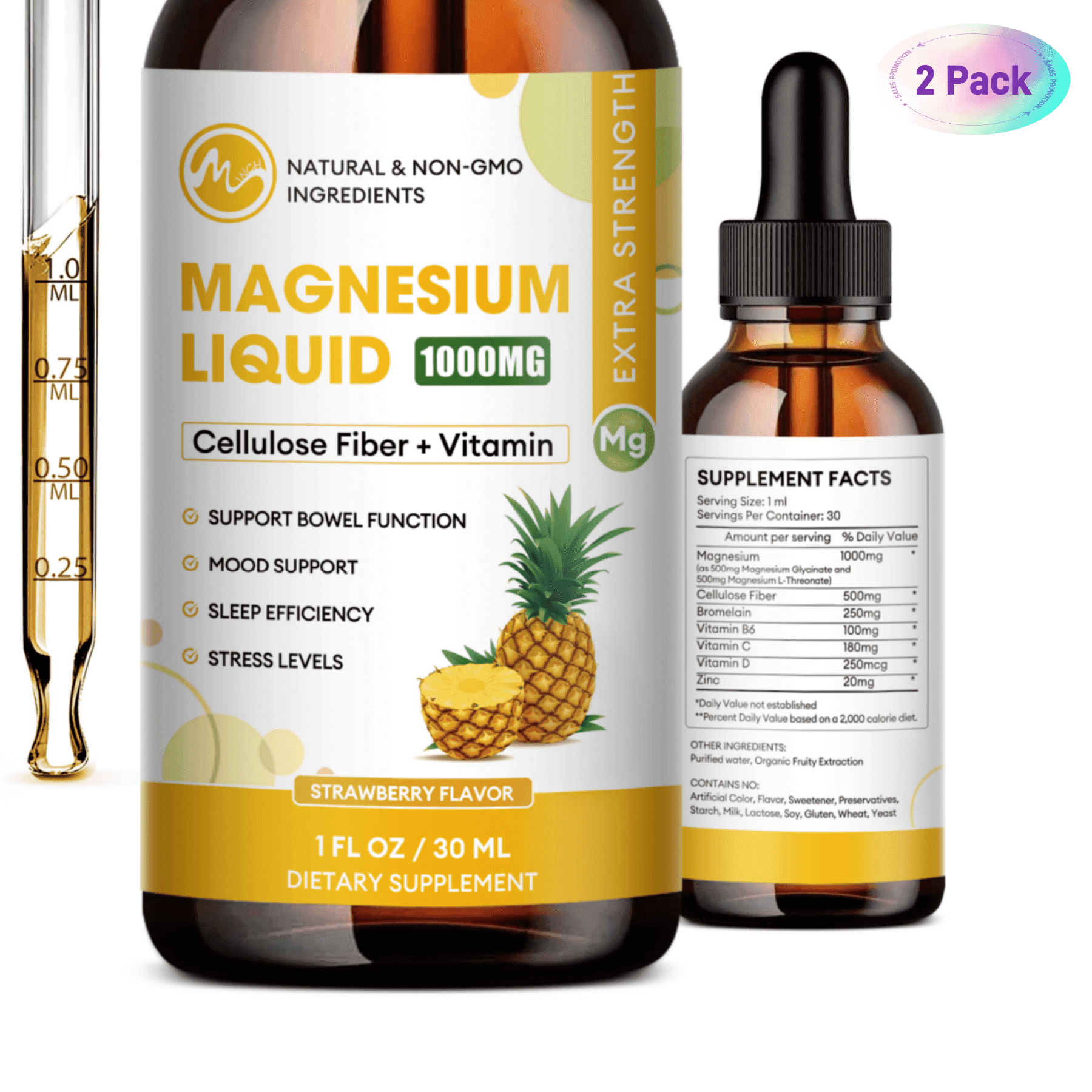 Magnesium Glycinate Liquid, 1000mg Magnesium Liquid Supplement with ...