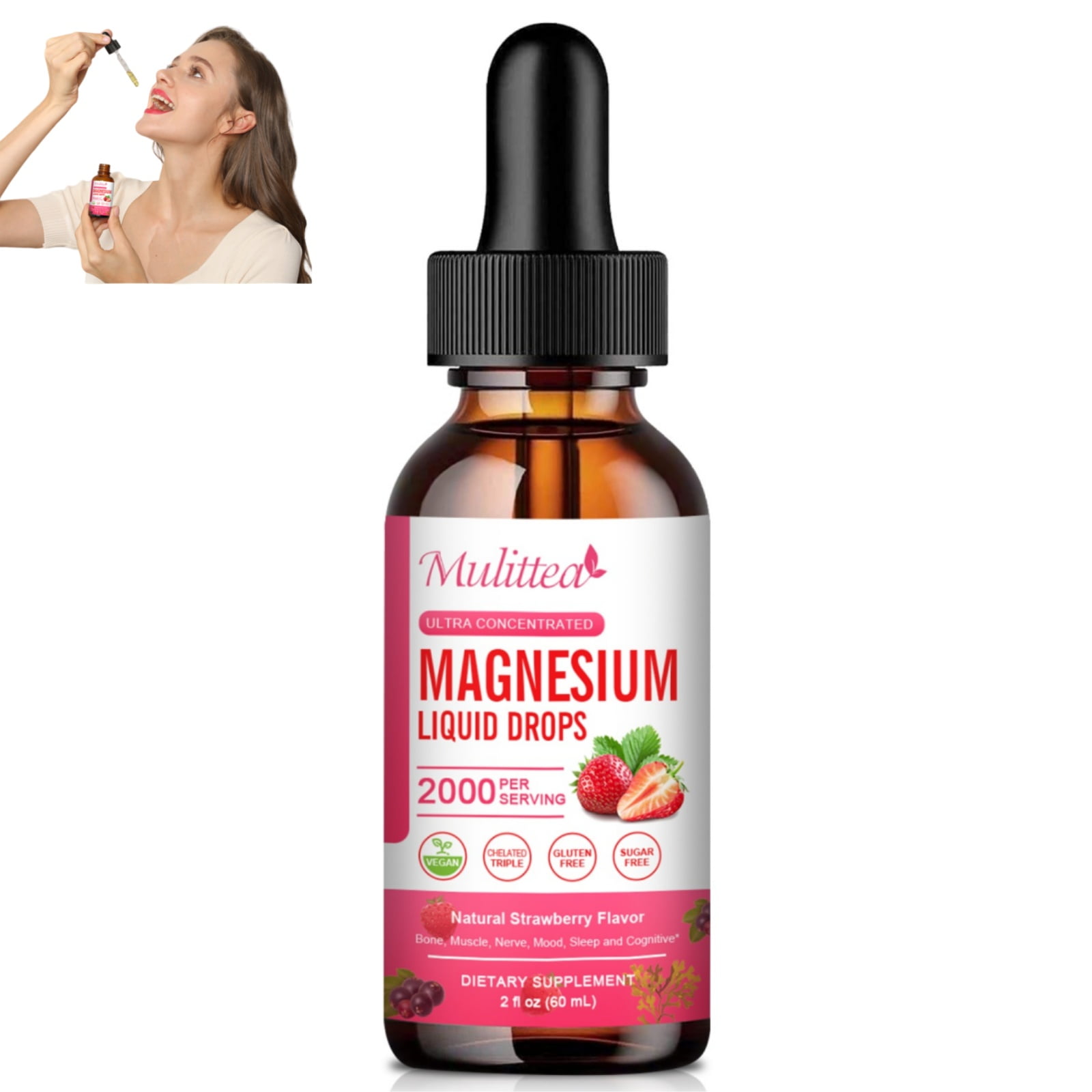 Magnesium Glycinate Liquid Drop, 1000mg with High Potency Magnesium 500 ...